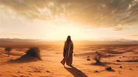 Premium AI Image Jesus Walking In The Desert