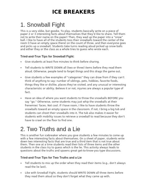 Ice Breakers Pdf
