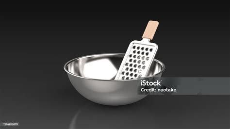 강판 과 그릇 검정 배경 한 가운데 전면 3d 렌더 3차원 형태에 대한 스톡 사진 및 기타 이미지 3차원 형태 강판
