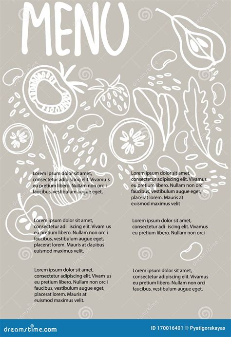 Vegan Menu Design Template With Place For Your Text Decoration With