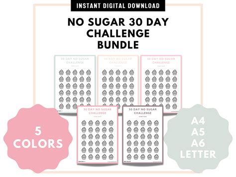 30 Day No Sugar Challenge Printable Tracker Track Your Etsy