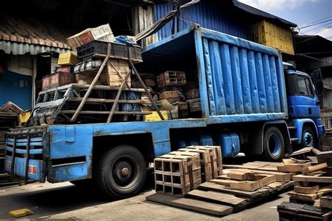 Premium Photo Truck Loading Ramp With Cargo