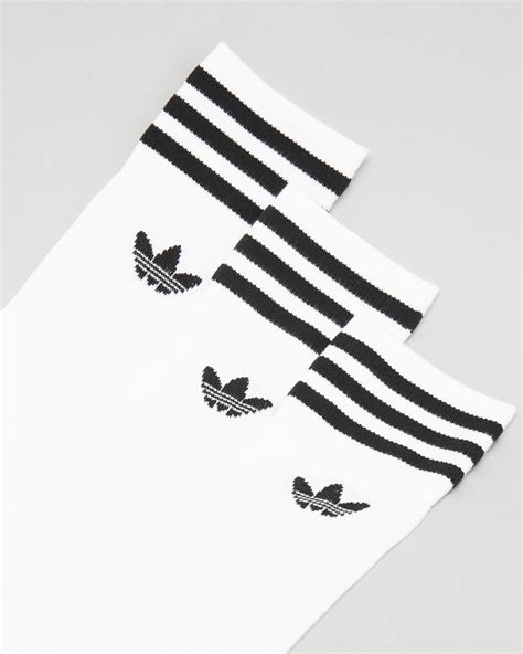 Shop Adidas Solid Crew Socks 3 Pack In Whiteblack Fast Shipping