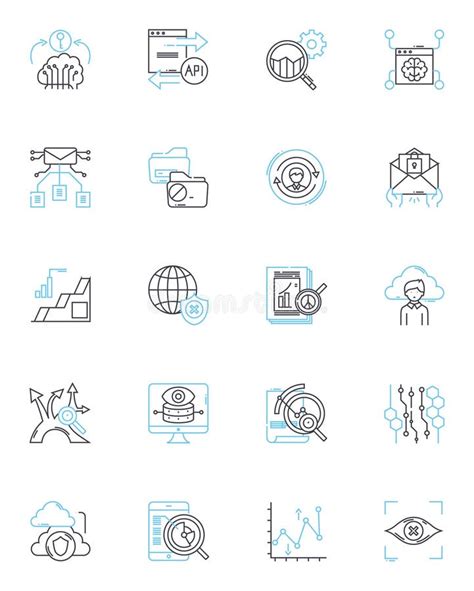 market analytics linear icons set trends forecasting analysis
