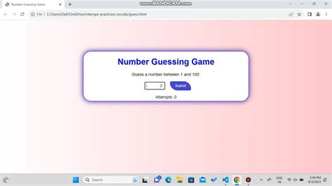 Harathi Reddy Kandanulu On Linkedin Guessgame Internpe Intern Internship Webdevelepment