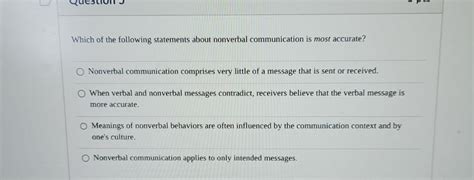 Solved Which Of The Following Statements About Nonverbal Chegg