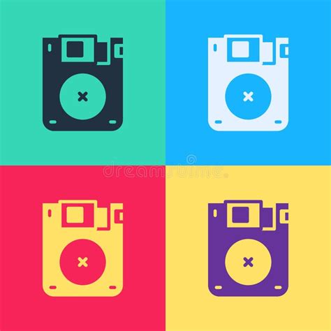 Pop Art Floppy Disk For Computer Data Storage Icon Isolated On Color
