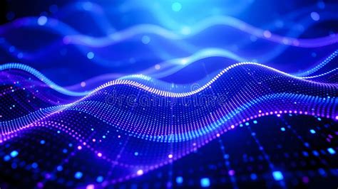 A Digital Landscape Featuring A Wavy Abstract Pattern Of Glowing Dots And Lines In Shades Of