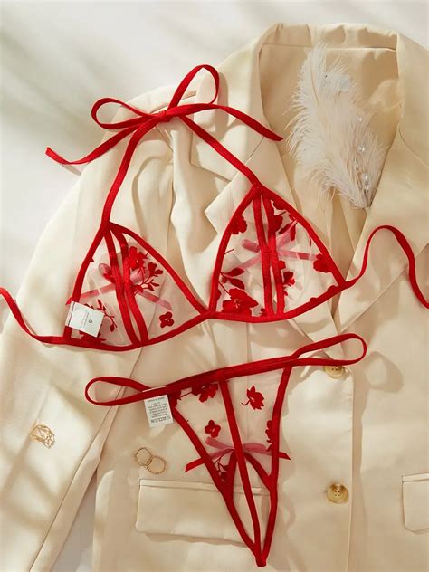 Floral Lace Lingerie Set Halter Strappy Bra Cut Thong Temu New Zealand