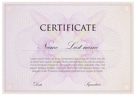 Certificate Template With Guilloche Pattern Stock Vector Illustration