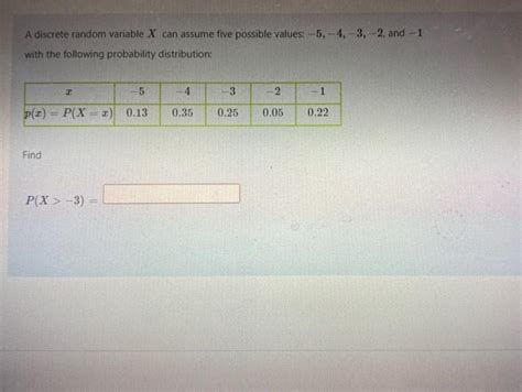 Solved A Discrete Random Variable X Can Assume Five Possible