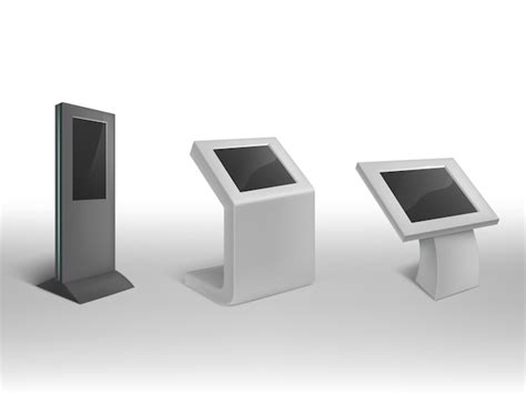 Free Vector 3d Realistic Digital Information Kiosks Interactive Digital Signage Stand