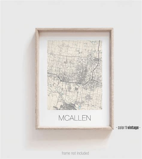 Mcallen Tx City Map Poster Mcallen Texas Street Map Print Personalized