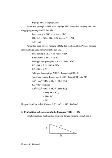 20 Pembuktian Teorema Pythagoras Oleh Kelompok 1 Pdf