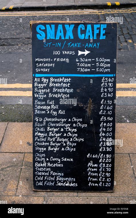 The Menu Board For Snax Cafe A Greasy Spoon Cafe In The Centre Of