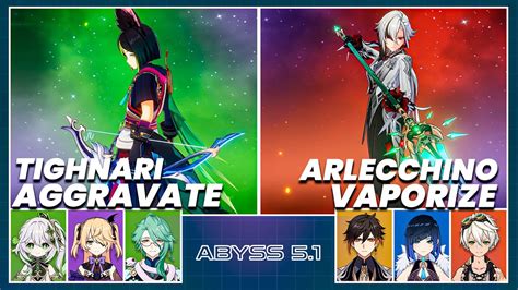 C0 Tighnari Aggravate C0 Arlecchino Vaporize Spiral Abyss 5 1