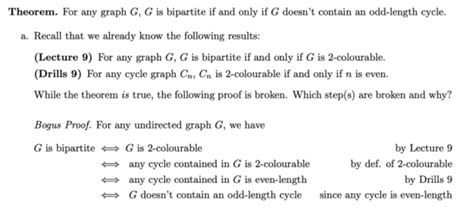 solved theorem for any graph g g is bipartite if and only