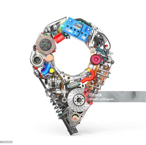 흰색 배경에 지도 핀 형태의 자동차 부품 3d 일러스트레이션 지도 핀 아이콘에 대한 스톡 사진 및 기타 이미지 지도 핀 아이콘 3차원 형태 방향 Istock