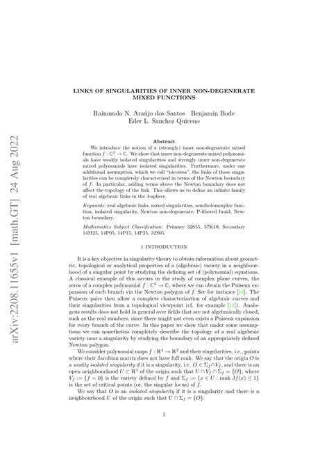 Pdf Links Of Singularities Of Inner Non Degenerate Mixed Functions