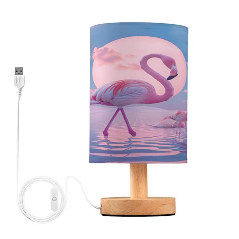Flamingo With Moon Bedside Table Lamp Desk Warm Lights With USB