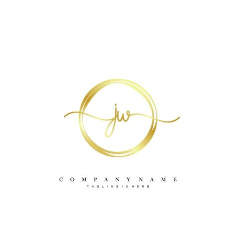 Jw Initial Handwriting Minimalist Geometric Logo Template Vector
