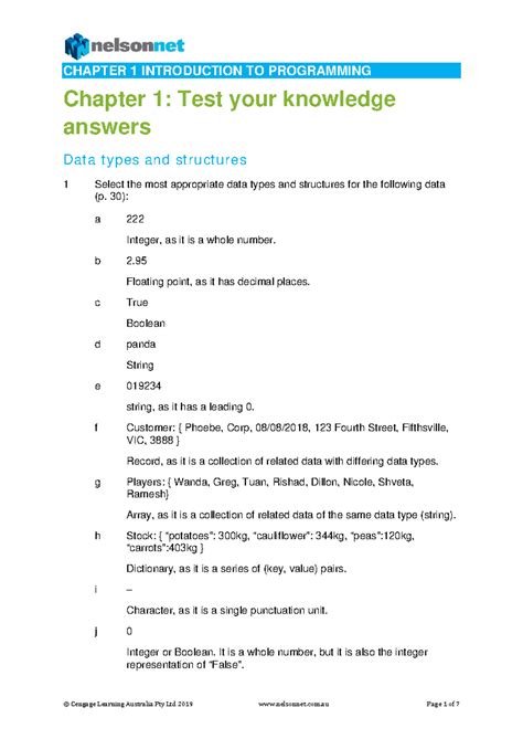 Chapter 1 Test Your Knowledge Answers Chapter 1 Introduction To