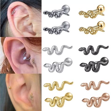 Jual Terbaru Anting Barbel Model Ular Piercing Earing Barbel Lobe