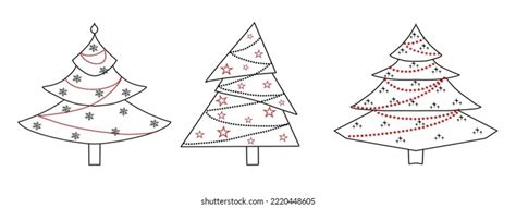 Set Christmas Trees Hand Drawing Illustration Stock Illustration