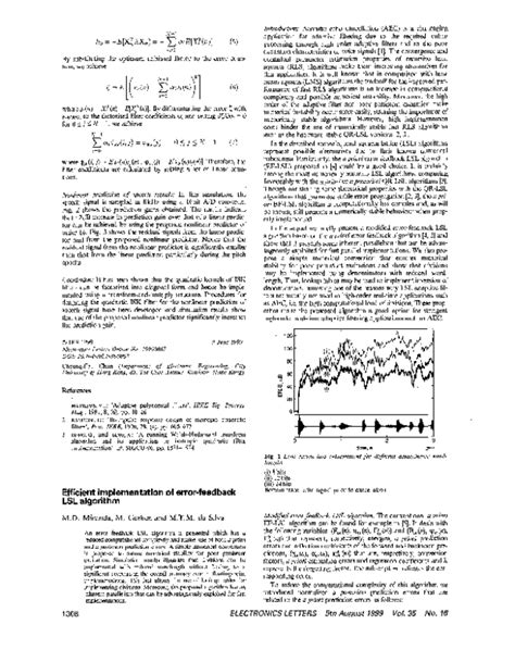 pdf efficient implementation of error feedback lsl algorithm