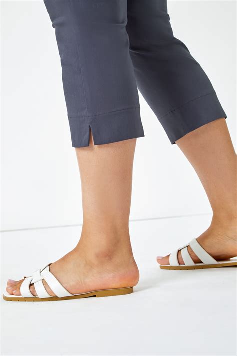 Curve Cropped Stretch Trouser In Dark Grey Roman Originals UK