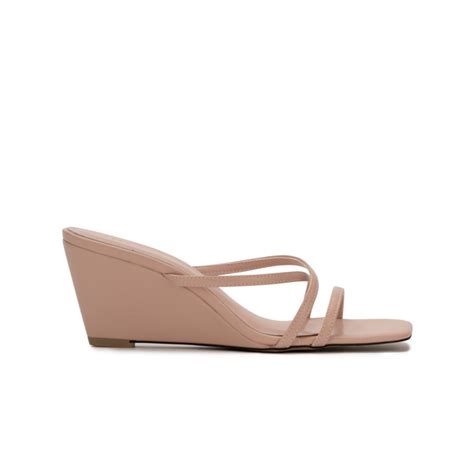 Nose Strappy Wedge Heel Slide Nude Shopee Malaysia