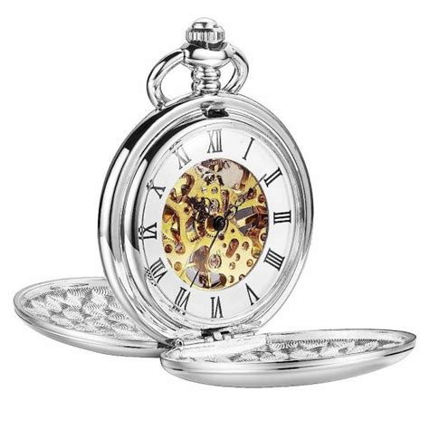 Shoppewatch 체인이 달린 남자 남성용 회중 시계 핸드 와인딩 빈티지 클래식 기계식 무브먼트 회중시 티몬
