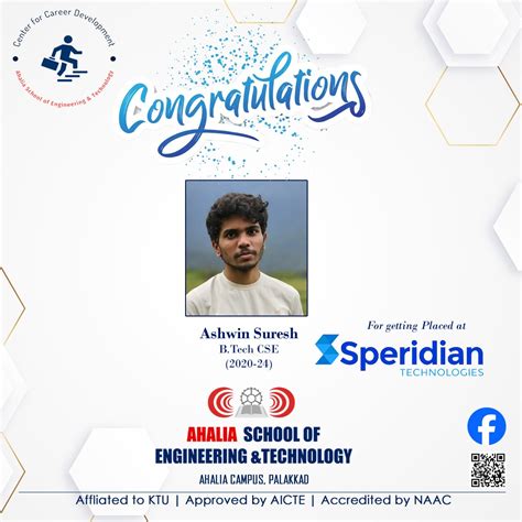 ashwin suresh placed in speridian technologies ahalia school of