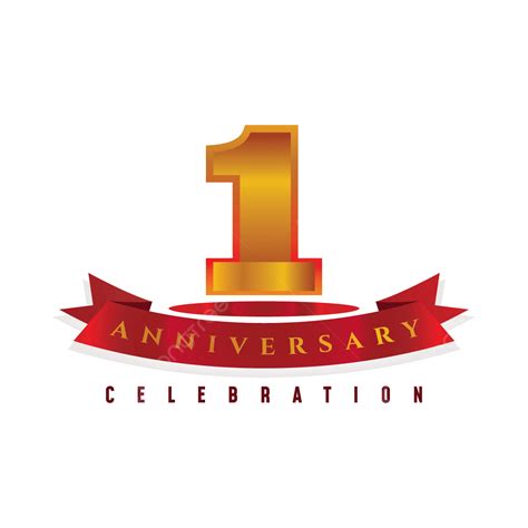 1 Year Anniversary Celebration With Red Ribbon Anniversary Celebration 1 Year Png And Vector