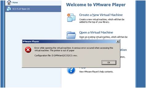 My Vmware Player Has Encountered A Serious Problem