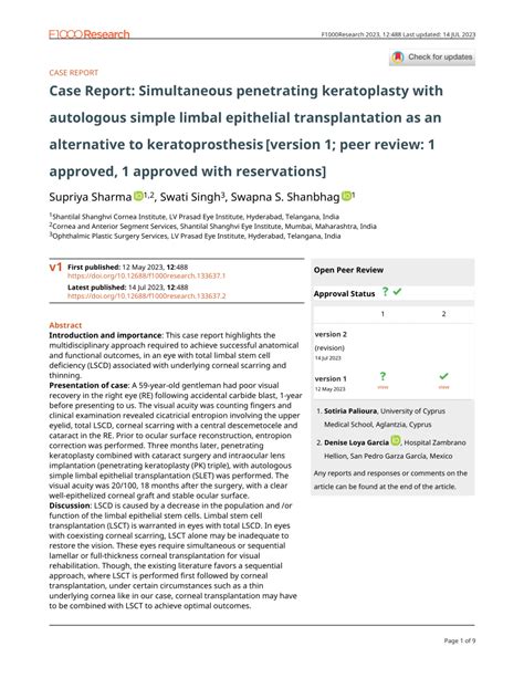 Pdf Case Report Simultaneous Penetrating Keratoplasty With Autologous Simple Limbal