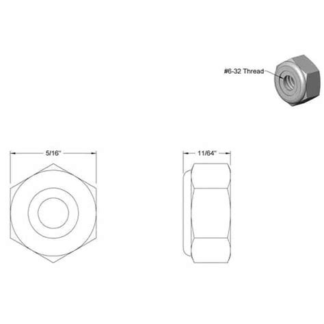 Nylon Stoppmutter Nylok Nut 6 32 Unc Normale Ausführung