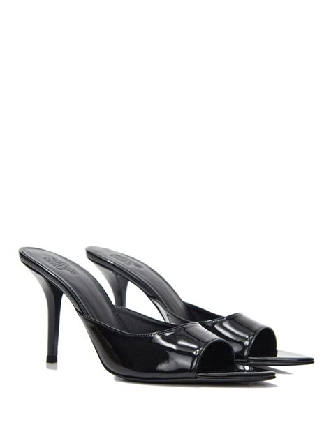 Gia Borghini ΛΟΥΣΤΡΙΝΙ Peep Toe Mules ΜΕ ΤΑΚΟΥΝΙ Attica