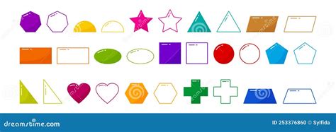 Geometric Basic Shape Triangle Circle Square And Rectangle Vector Illustration Isolated On