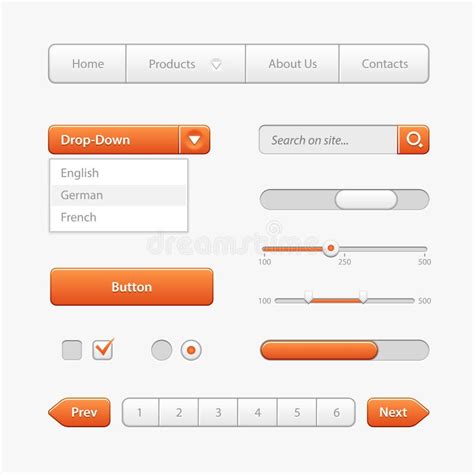 Light Ui Controls Web Elements Buttons Switchers Stock Vector