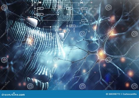 Artificial Neuronal Conection In Concept Of Artificial Intelligence Stock Illustration