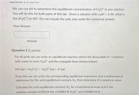 Solved We Can Use PH To Determine The Equilibrium Chegg