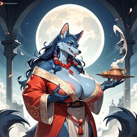 Explore A Gorgeous Adult Grey Wolf With Huge Breasts And Wears A Robe