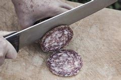 Salami Slicing Stock Image Image Of Knife Delicious 13422435