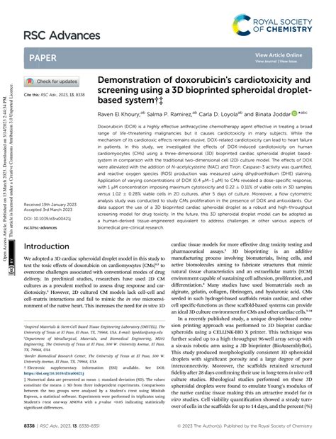 Pdf Demonstration Of Doxorubicins Cardiotoxicity And Screening Using