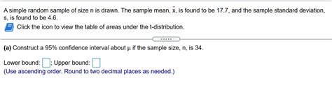 solved a simple random sample of size n is drawn the sample