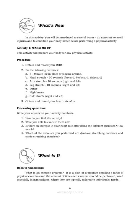 Pe Module Basic Exercise Program Grade Modules
