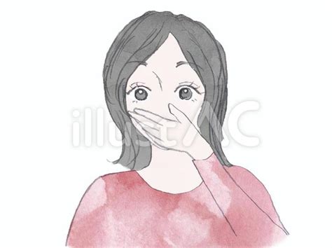 口を押えている女性イラスト No 23110014／無料イラストフリー素材なら「イラストac」