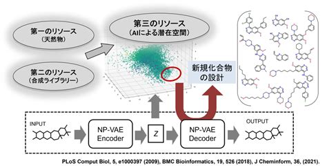 b01 深層学習を用いた化合物潜在空間の構築および人工分子構造のデザイン 天然物が織り成す化合物潜在空間が拓く 生物活性分子デザイン