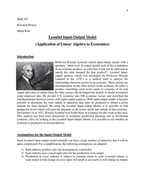 m kim section001 leontief io model pdf input output model matrix